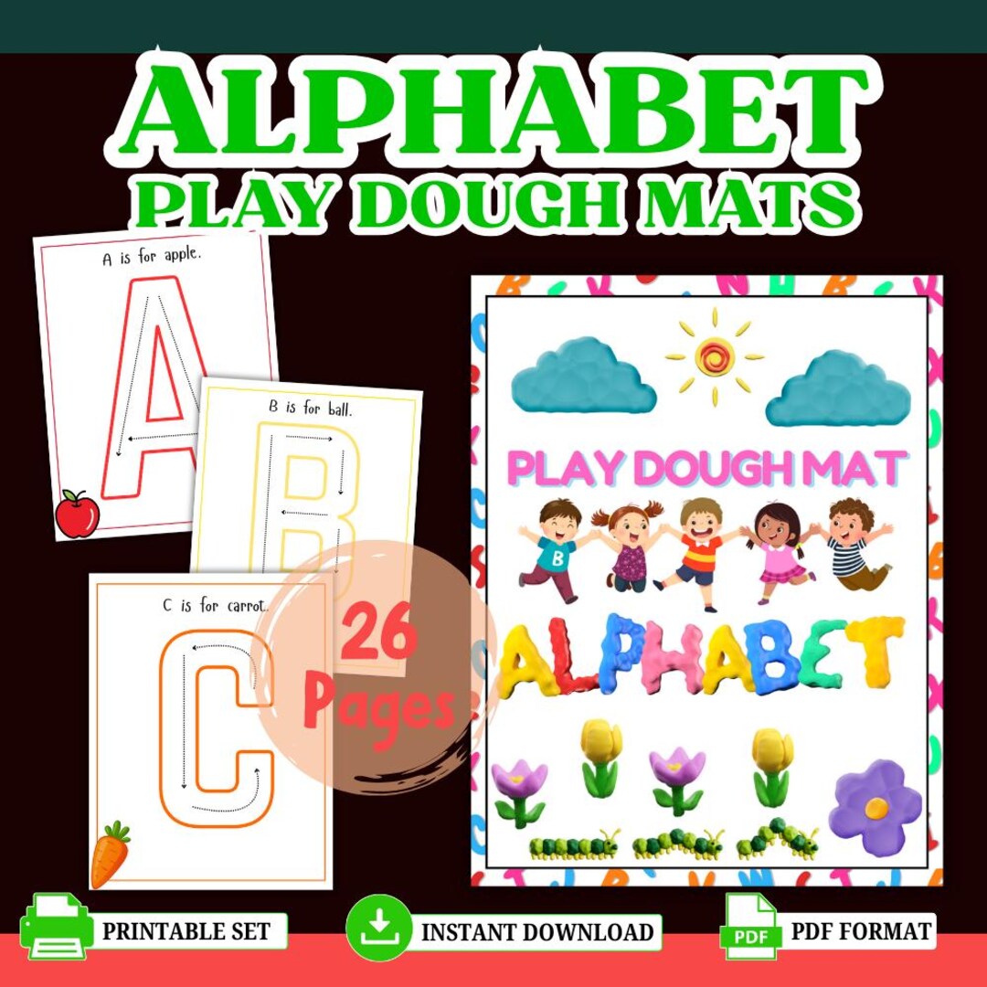 Playdough Alphabet Mats for Kids Dyslexia Friendly Classroom Daycare ...