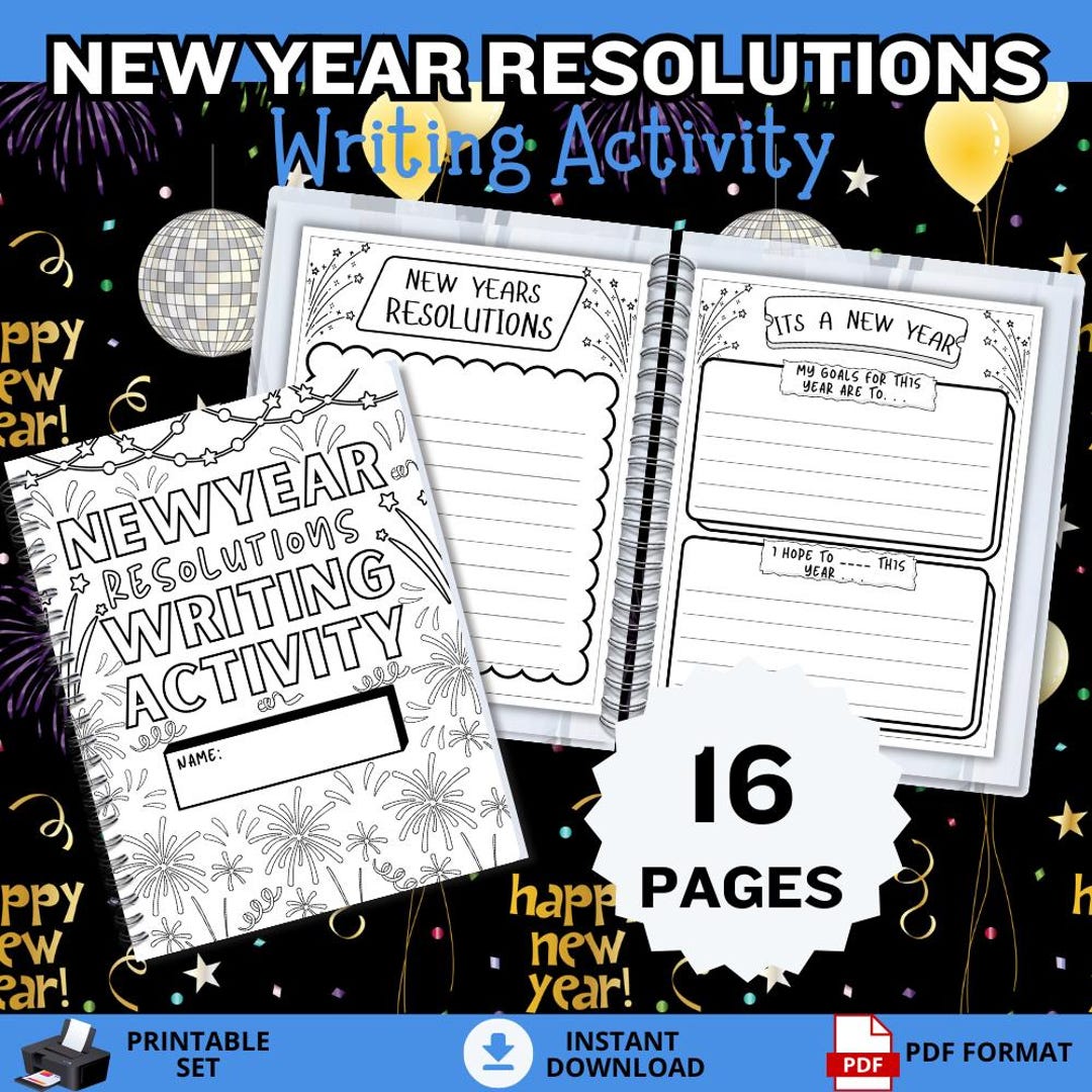 New Years Resolution Writing Activity for Kids Classroom Daycare Home ...