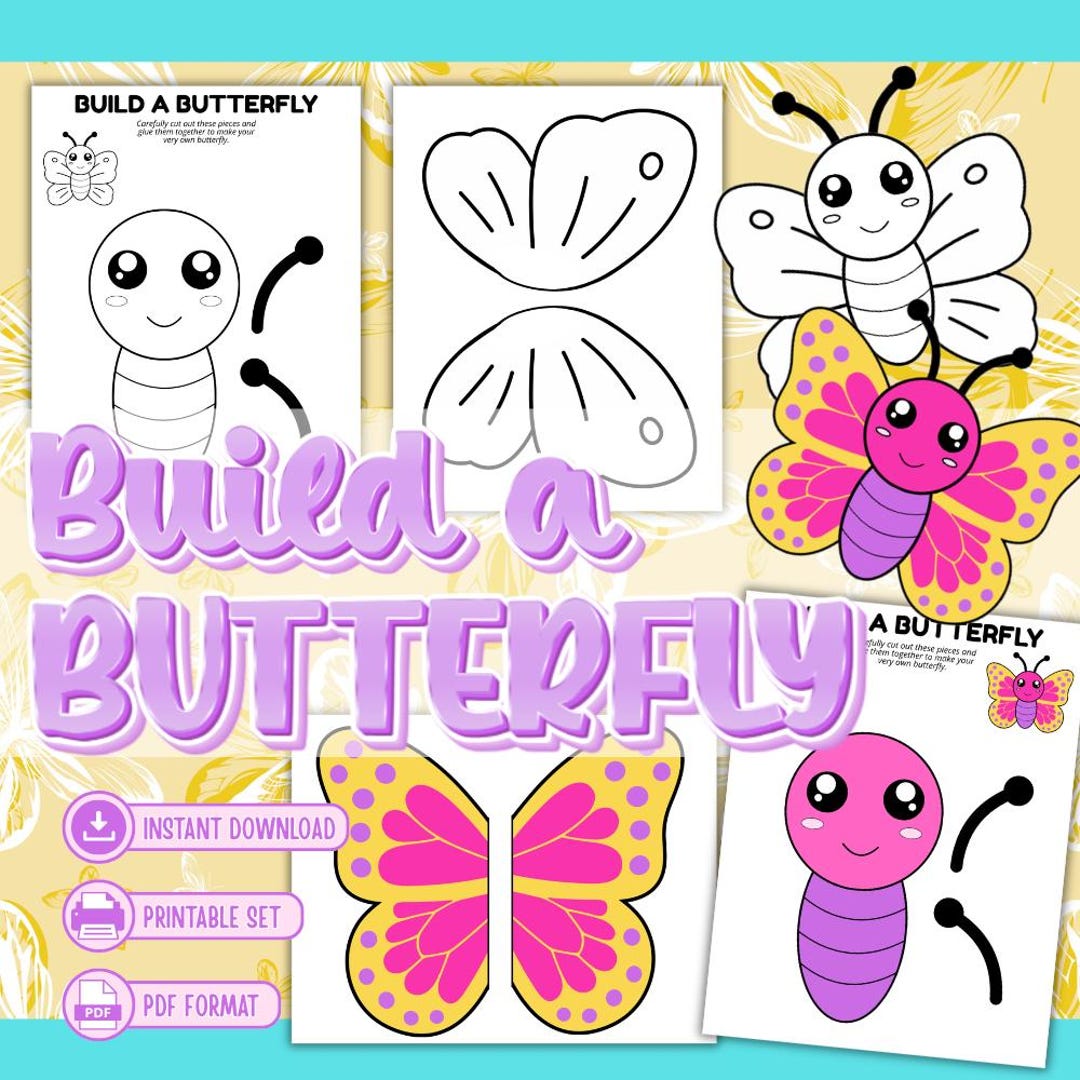 Butterfly Cut and Paste Activity for Kids Classroom Daycare Home School ...