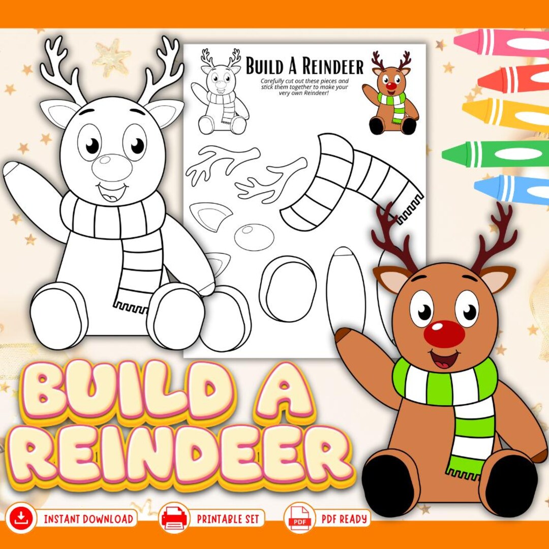 Build a Reindeer Craft for Kids Classroom Daycare Home School (PDF) - Etsy