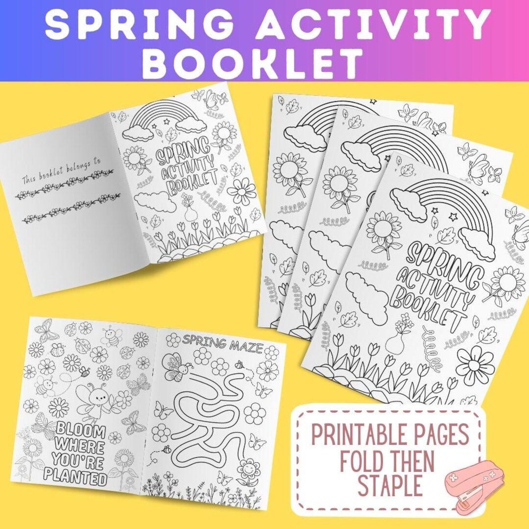 Spring Activity Book for Kids, Printable Coloring & Puzzles (PDF) - Etsy