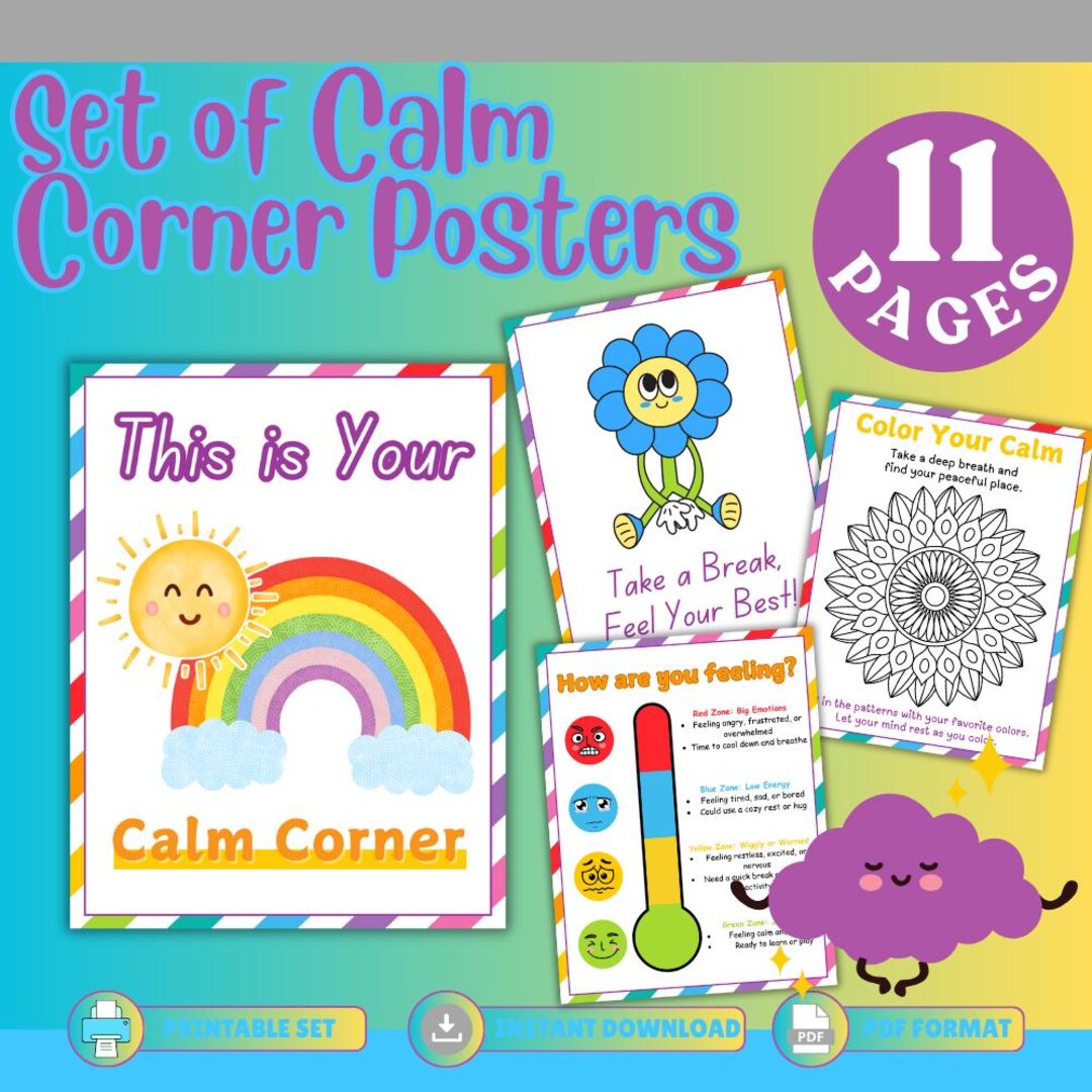 Calm Corner Poster Set, Classroom Emotional Regulation (printable) - Etsy