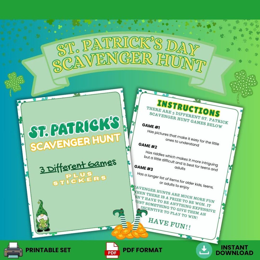 St Patricks Day Scavenger Hunt Printable for Kids Fun Classroom ...