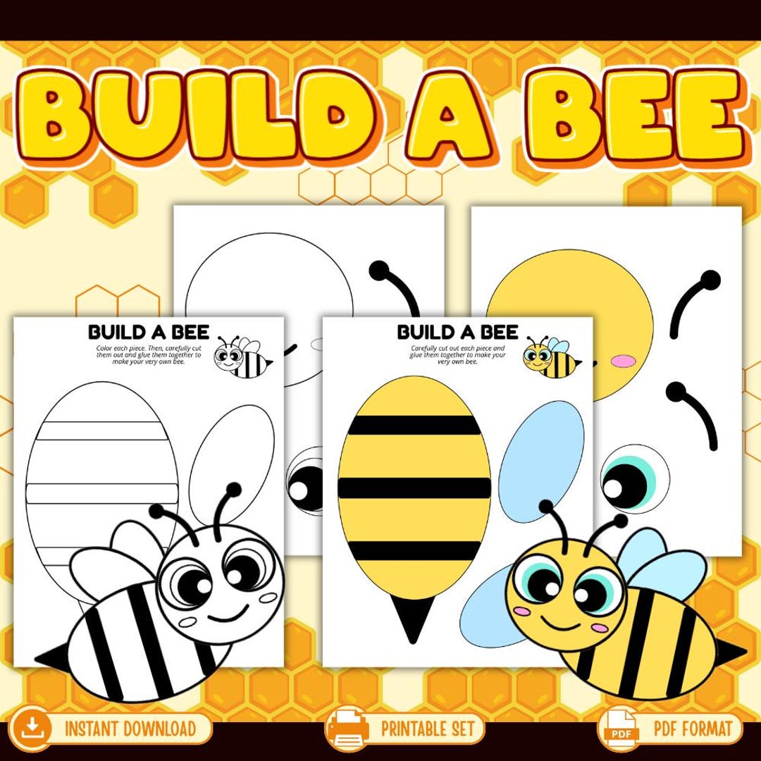 Bee Cut and Paste Activity for Kids Classroom Daycare Home School (PDF ...