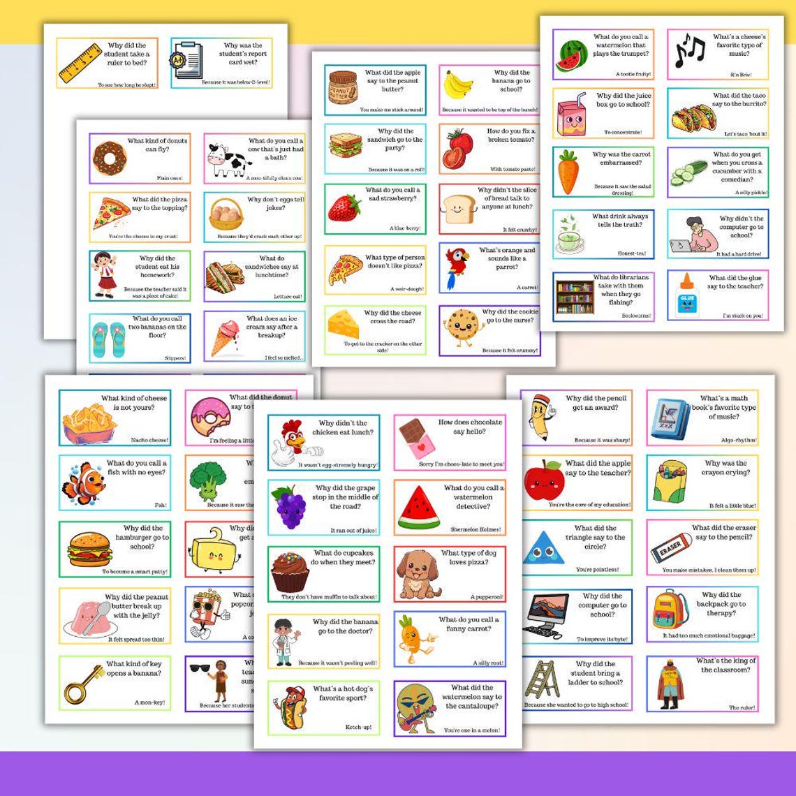 Printable Lunch Box Jokes | Kids School Lunch Notes (digital Download ...