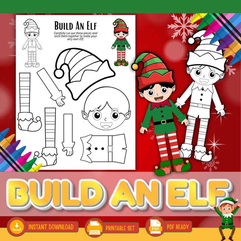 Build an Elf Craft for Kids Classroom Daycare Home School (PDF) - Etsy