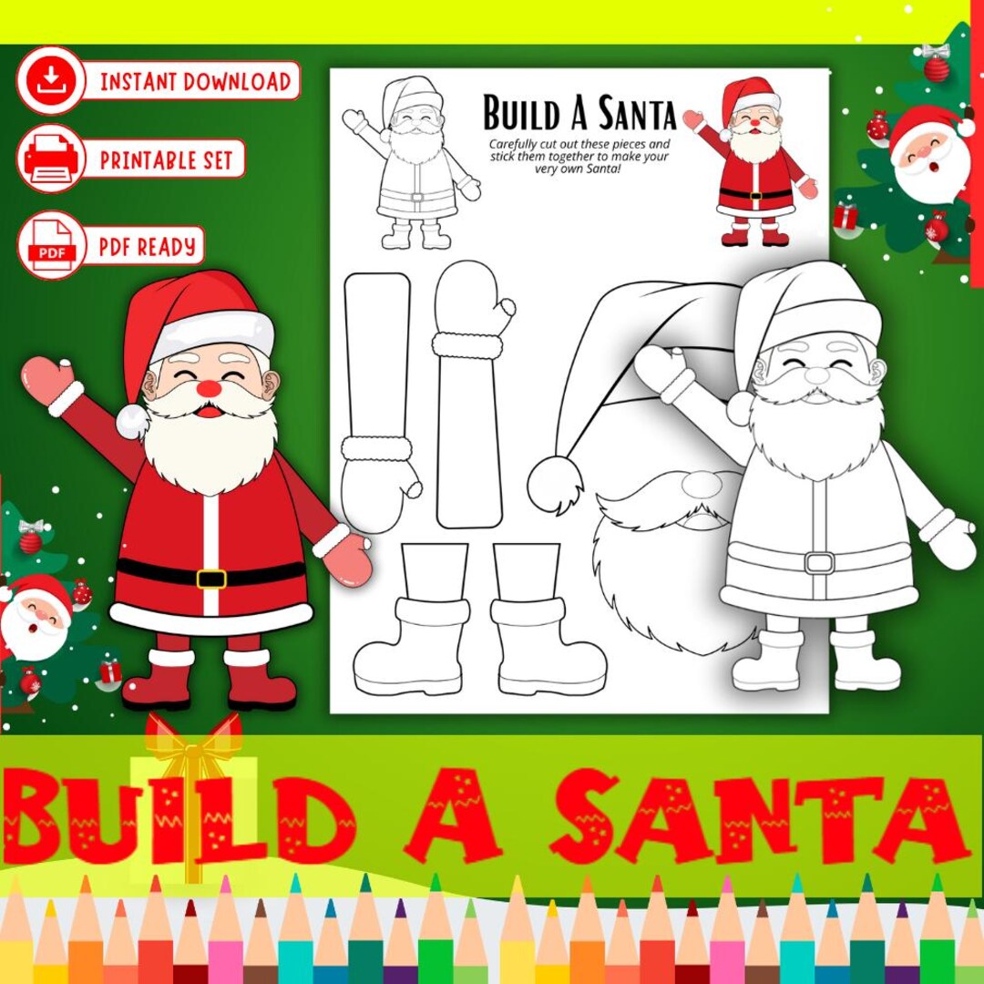 Build a Santa Craft for Kids Classroom Daycare Home School (PDF - Etsy