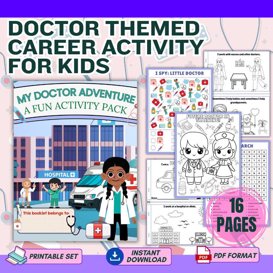 Doctor Theme Activity Pack for Kids With Worksheets, Coloring Pages ...