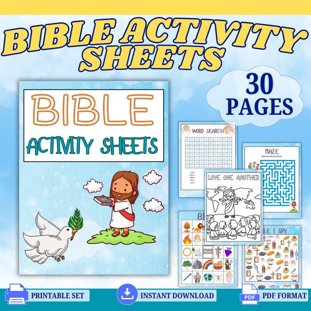 Bible Activity Sheets for Sunday School Church Home School (PDF) - Etsy