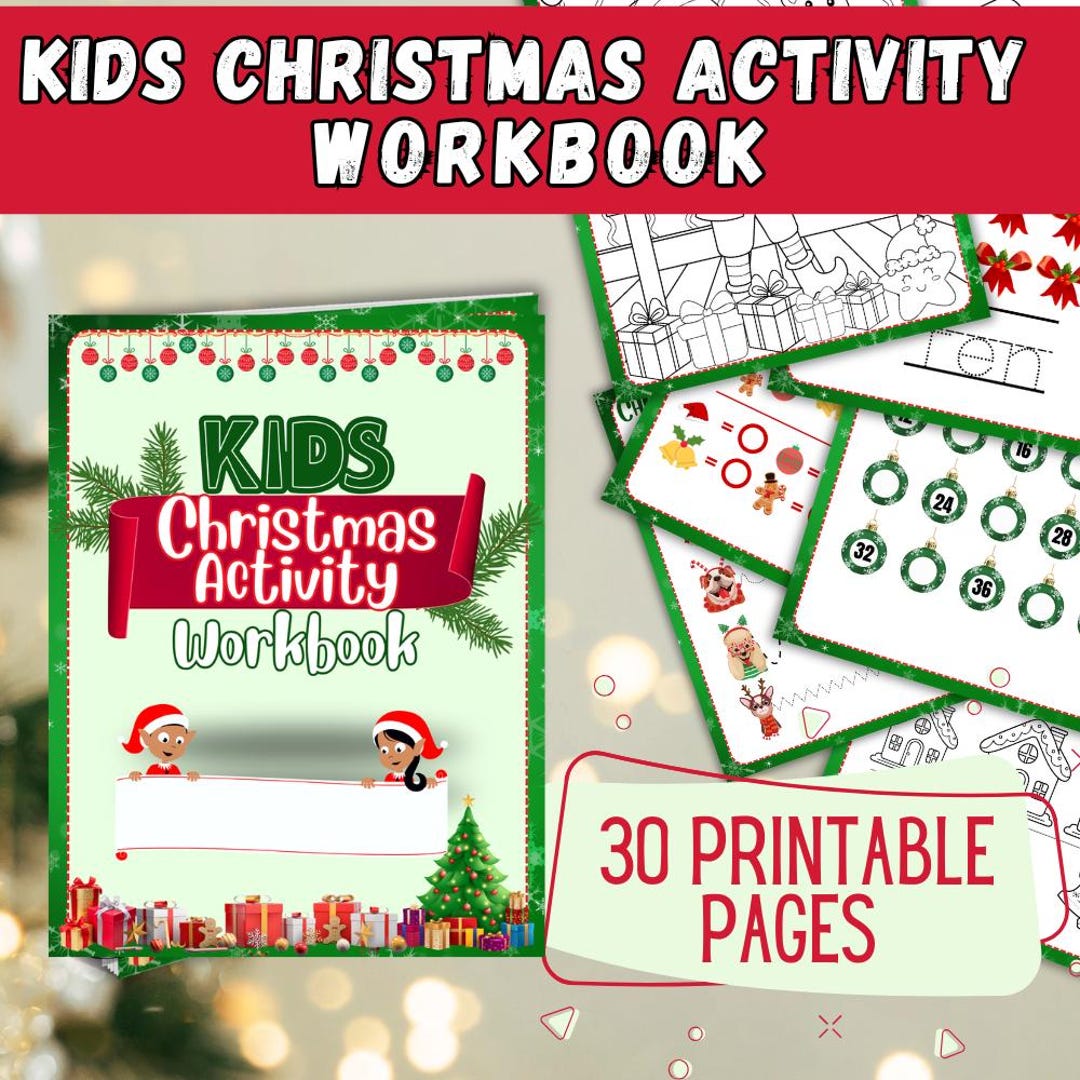 Kids Christmas Activity Workbook for Classroom Daycare Home School (PDF ...