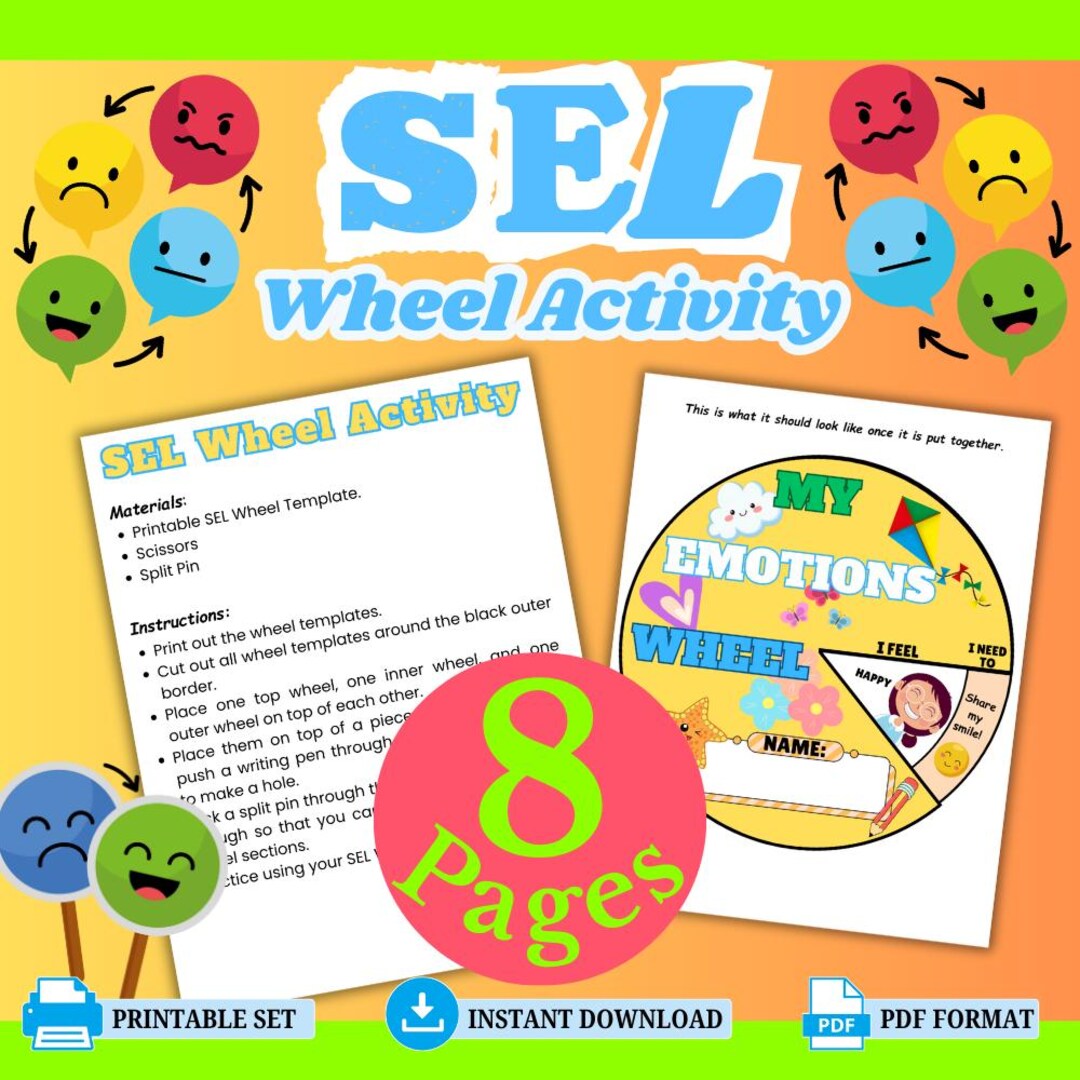 Printable Kids Emotions Wheel, SEL Activity (PDF) - Etsy UK