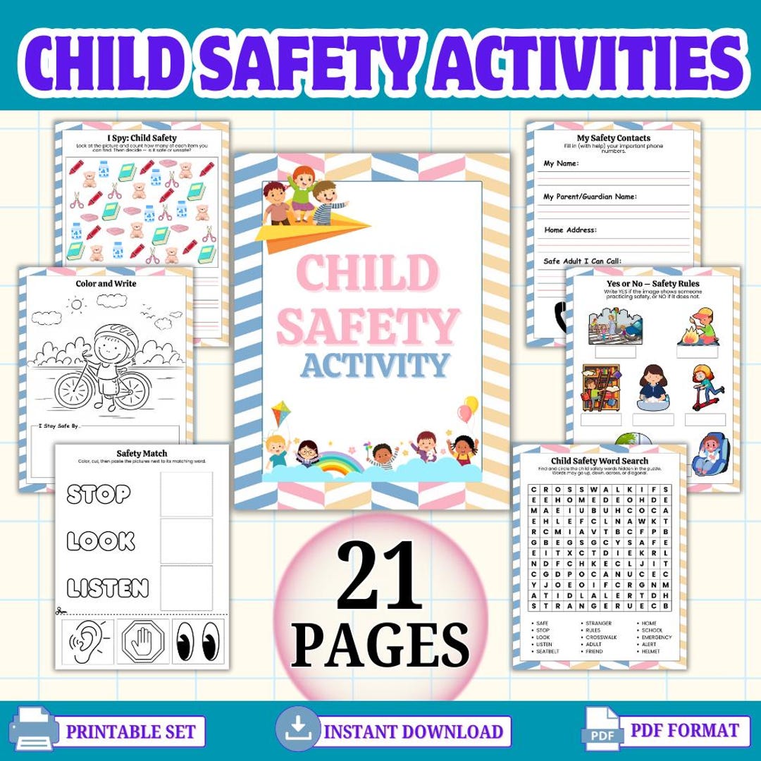 Child Safety Activity Worksheets, Personal Safety Lessons (printable ...