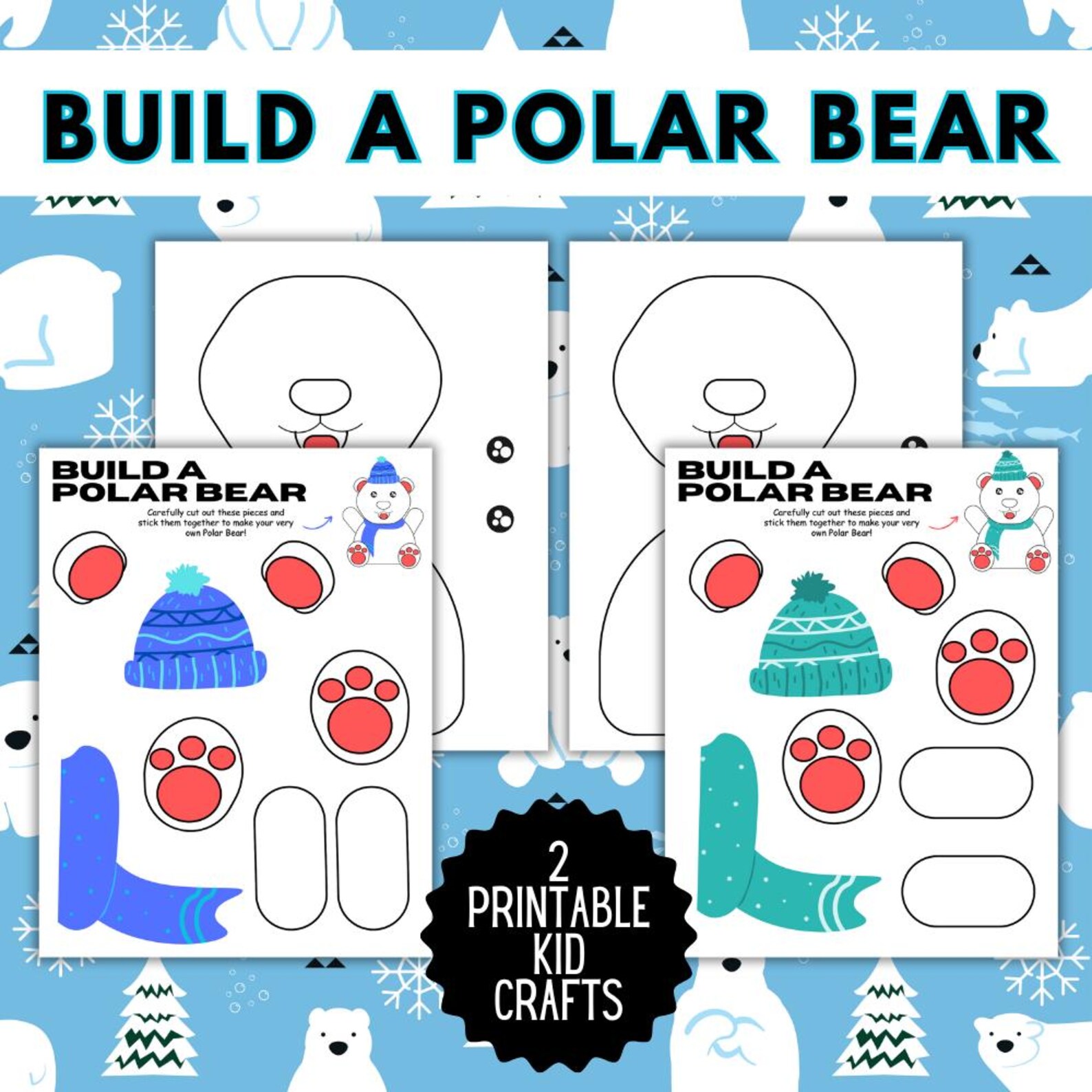 Build Your Own Polar Bear Craft for Kids Classroom Daycare Home School ...