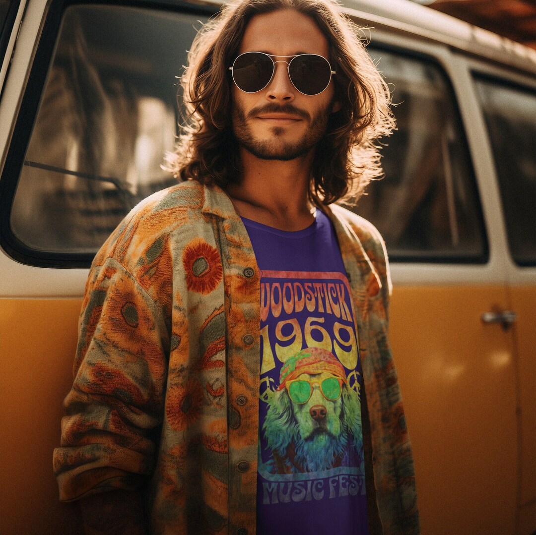 Woodstick 1969 Funny Hippie Dog Unisex Jersey Tee, Woodstock ...
