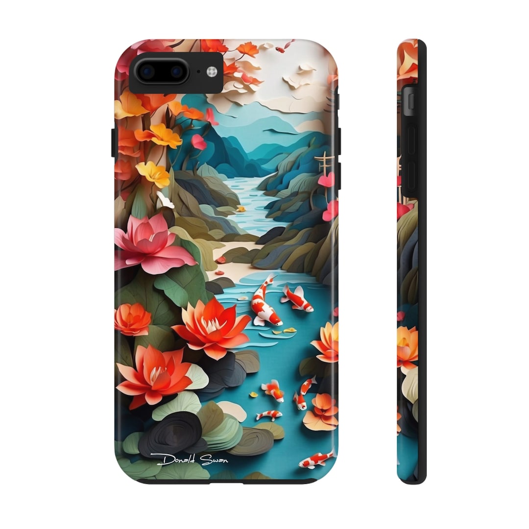 Japanese Koi Fish Pond Paper Art Tough iPhone Case, Pretty iPhone Cases ...
