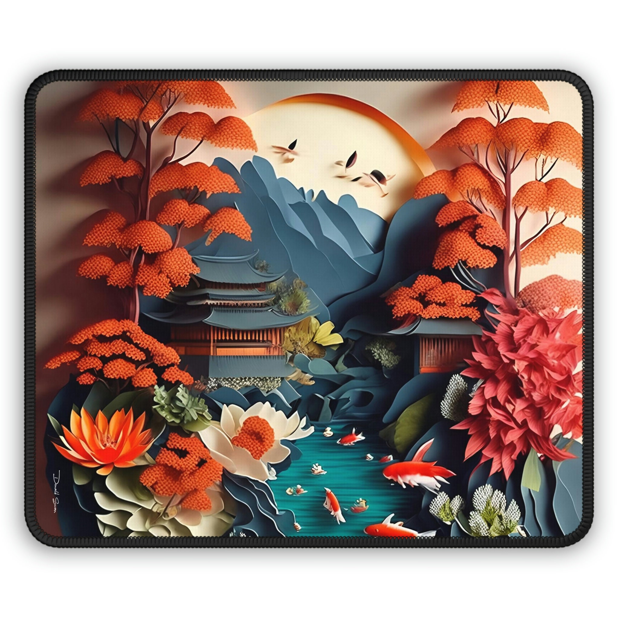 Japanese Koi Fish Pond, Japanese Paper Art, Gaming Mouse Pad - Etsy