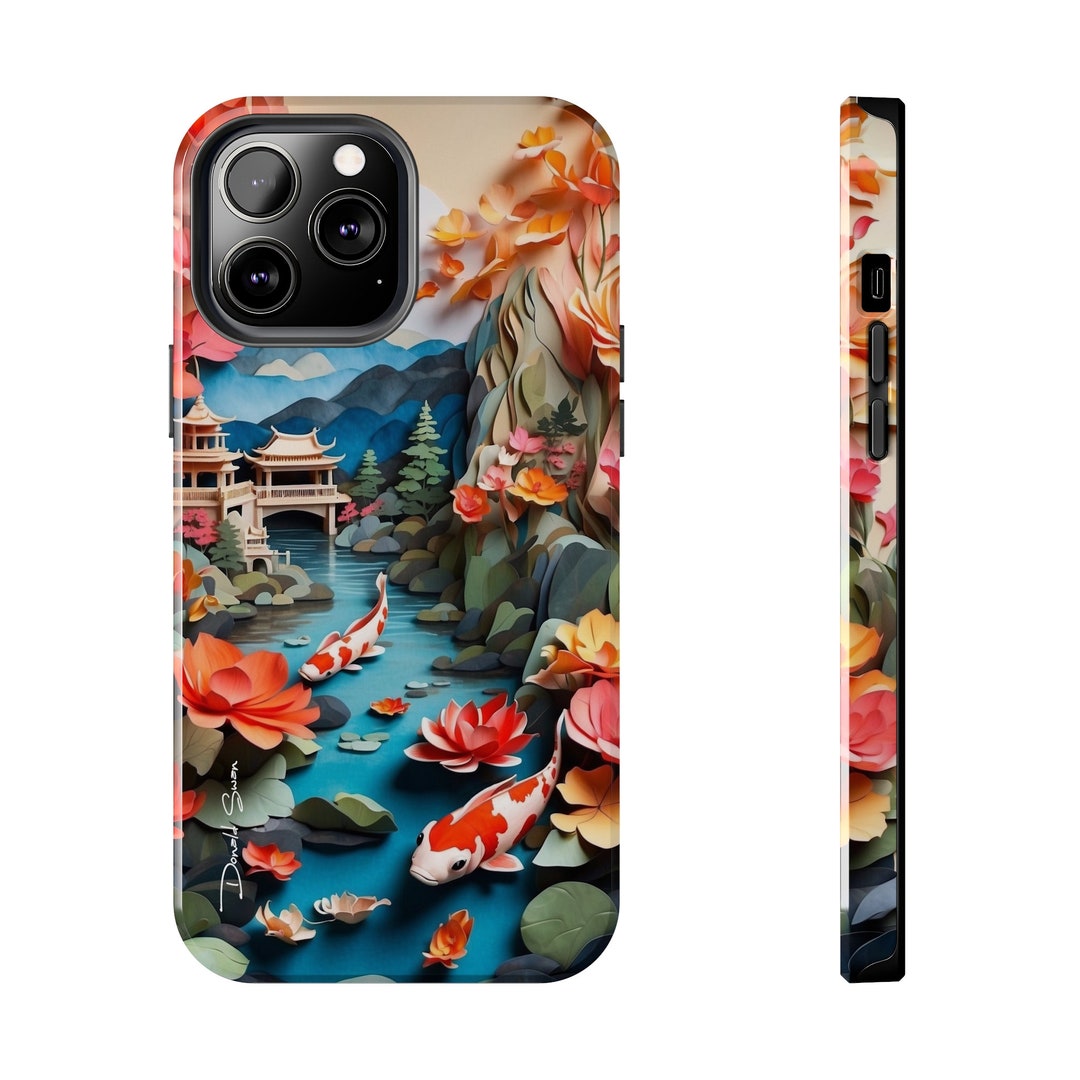 Japanese Koi Fish Pond Paper Art Tough iPhone Case, Pretty iPhone Cases ...