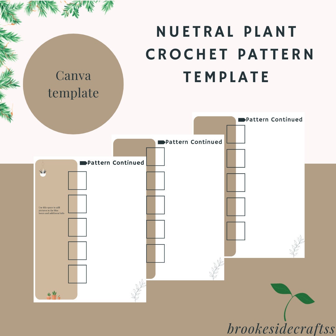 Neutral Plant Crochet Pattern Template, Canva Pattern Template, Crochet ...
