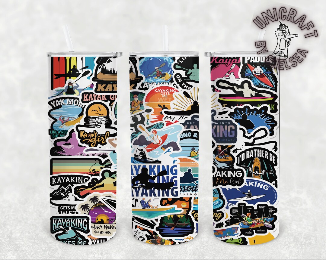 Kayak Outdoors Sticker Bomb 20oz Sublimation Design for Tumbler - Etsy