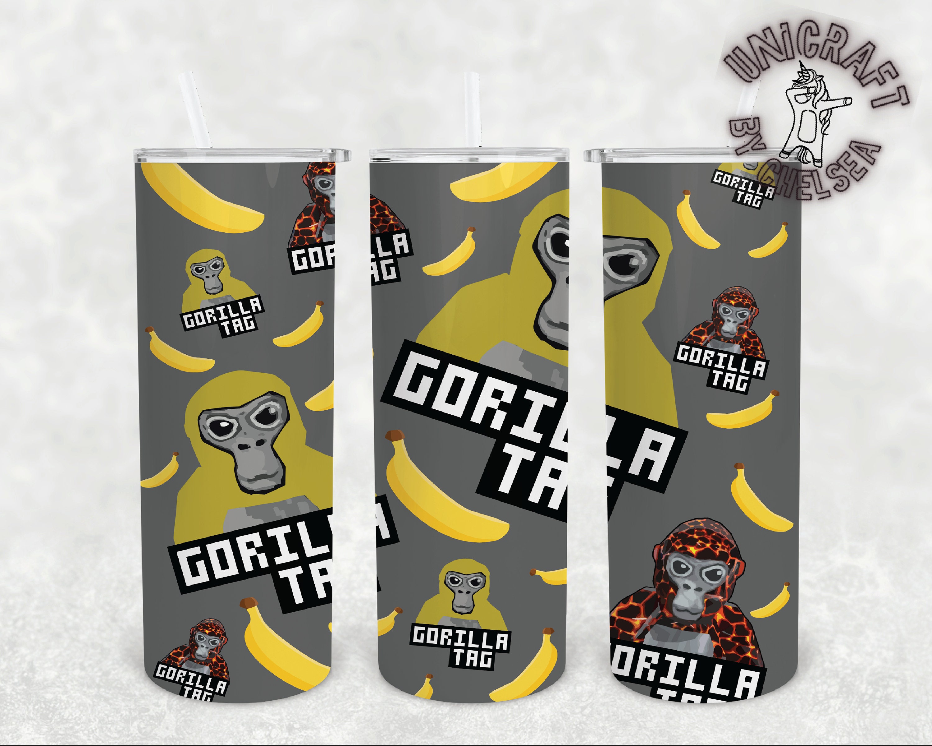 Gorilla Tag Video Game PNG Image Wrap for 20oz Skinny Tumbler ...