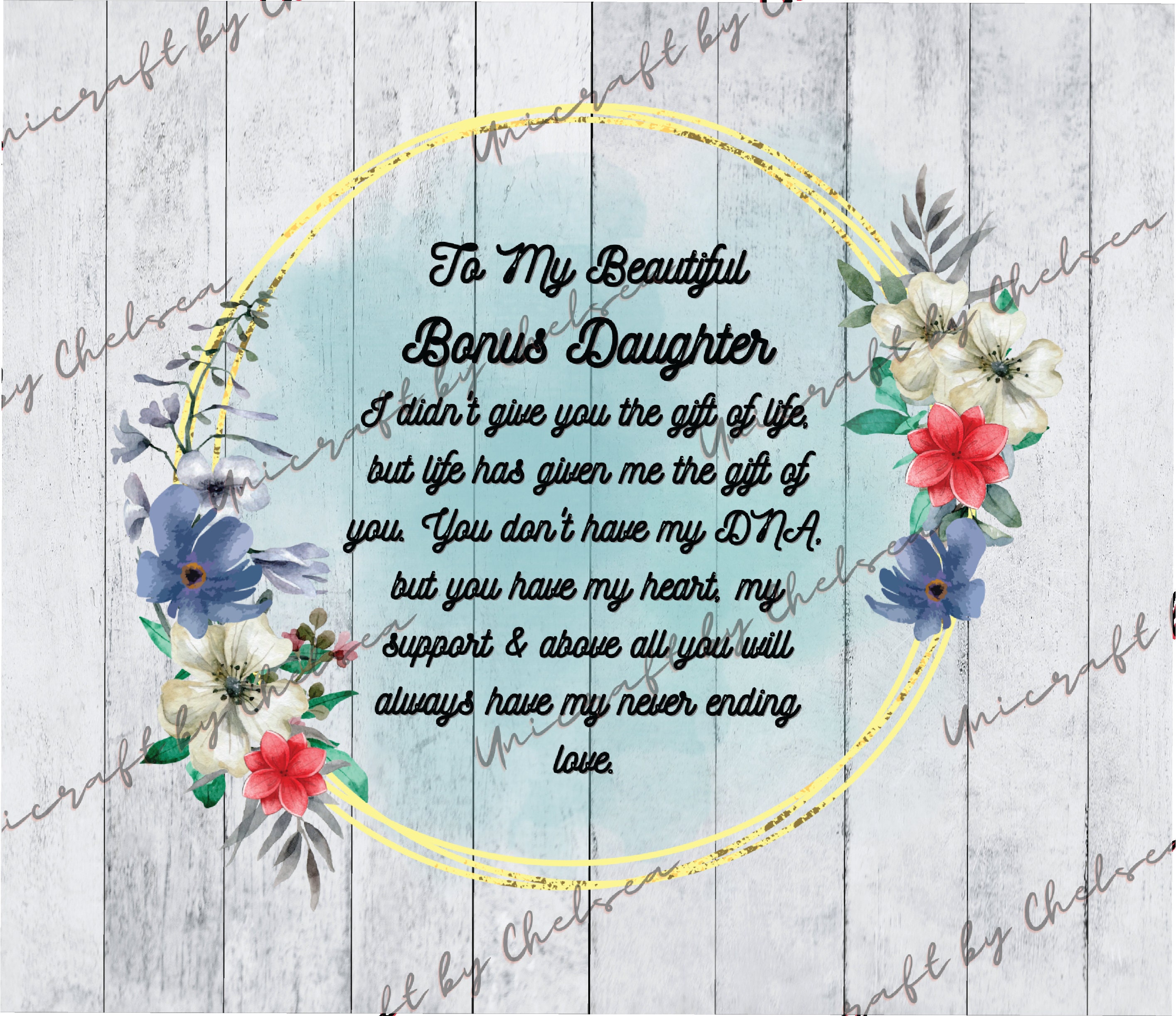 Bonus Daughter White Wood Background 200z Tumbler Wrap PNG Image for ...