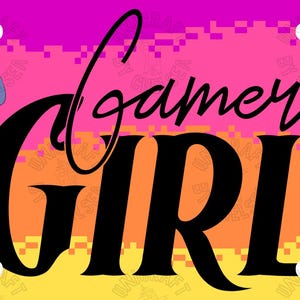 Gamer Girl License Plate PNG Pixelated Background License Plate Design ...