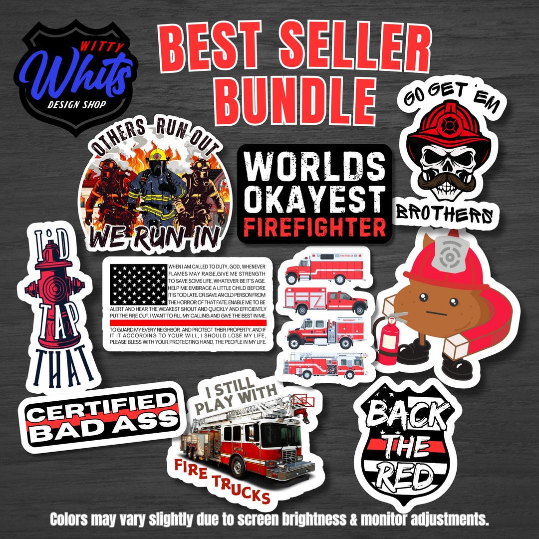 Firefighter Gift, Firefighter Sticker, Firefighter Stickers, EMT ...