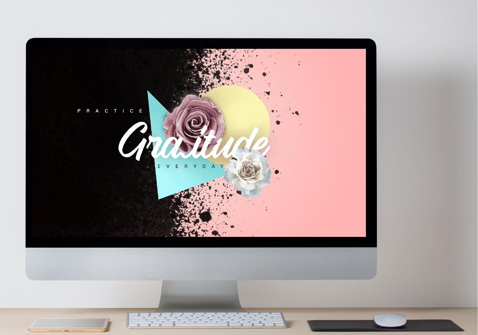Rose Desktop Wallpaper, Gratitude Digital Background, Aesthetic Mac ...