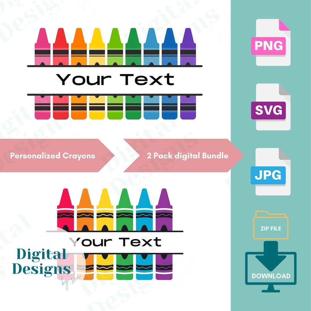 Crayon Split Monogram SVG Crayon PNG Crayon Cut Out File - Etsy