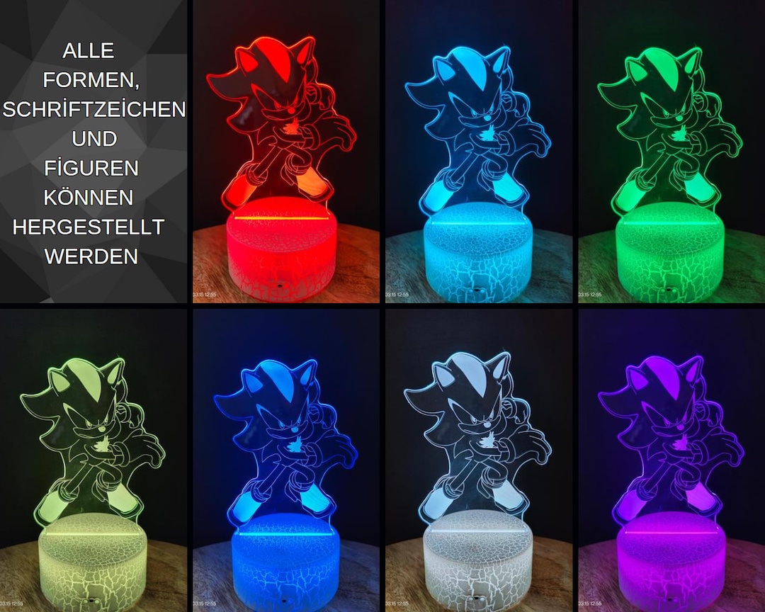 Personalized Sonic, Knuckles Night Lamp LED I Personalized Table Lamp I ...
