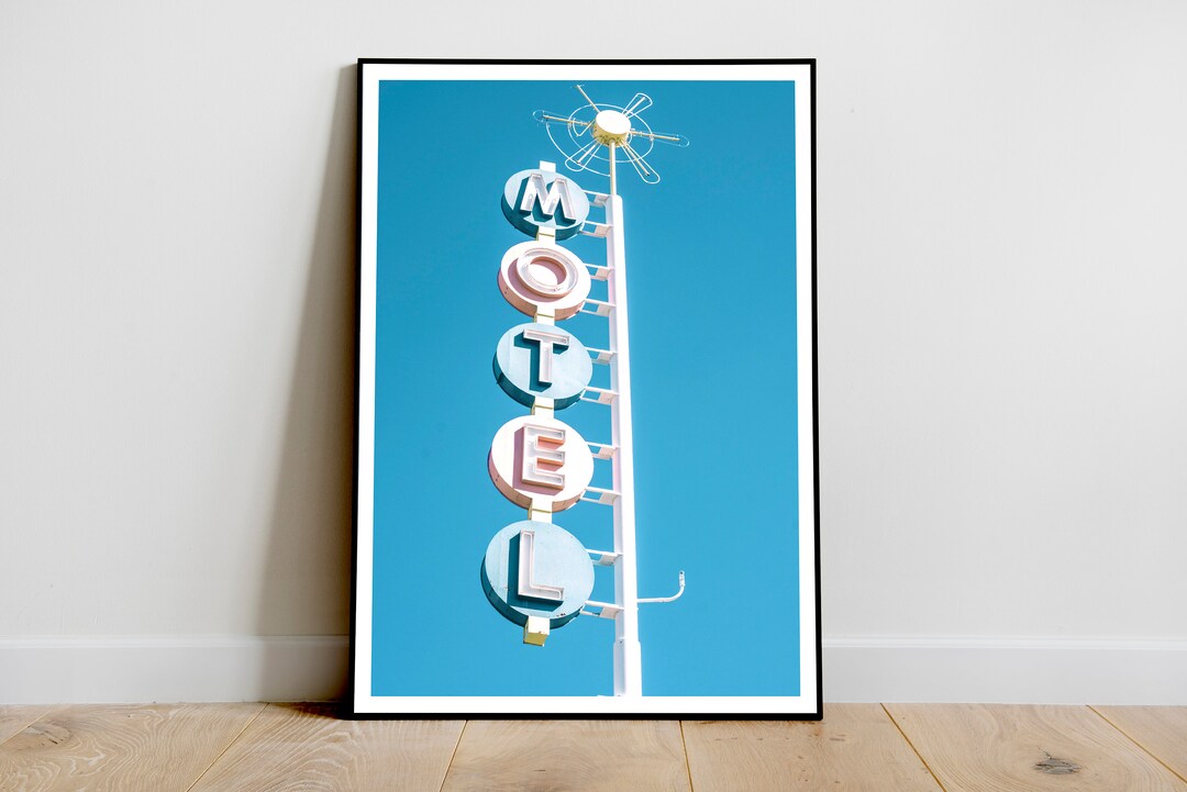 Retro Motel Cool Blue Abstract Vintage Art Poster - Etsy