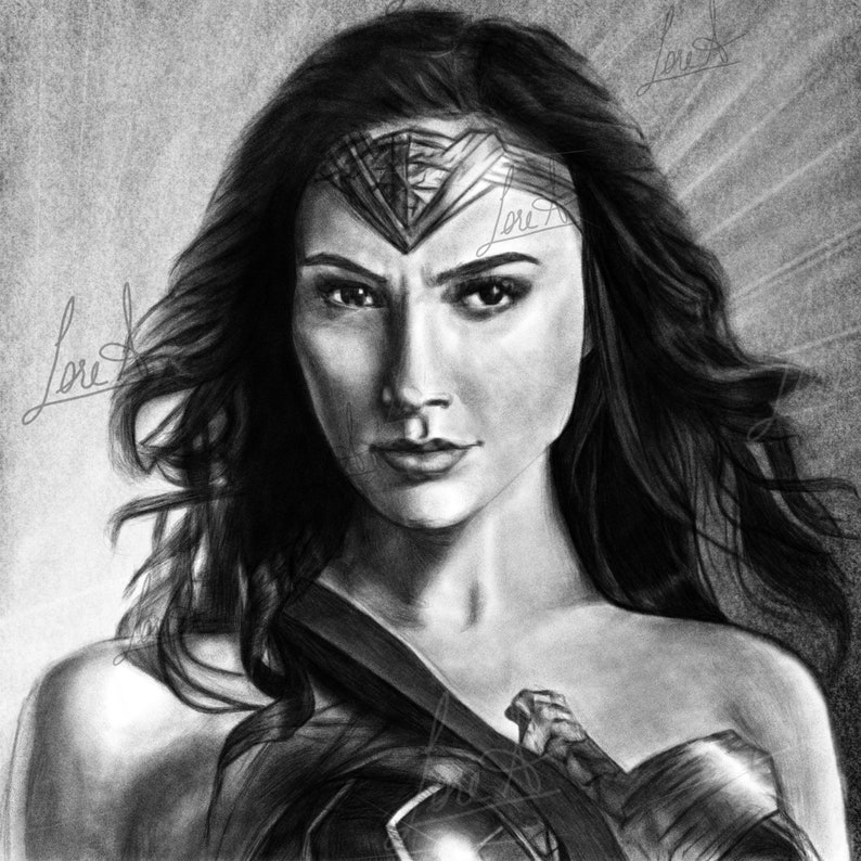 Wonder Woman Diana Prince Pencil Drawing Digital Print - Etsy