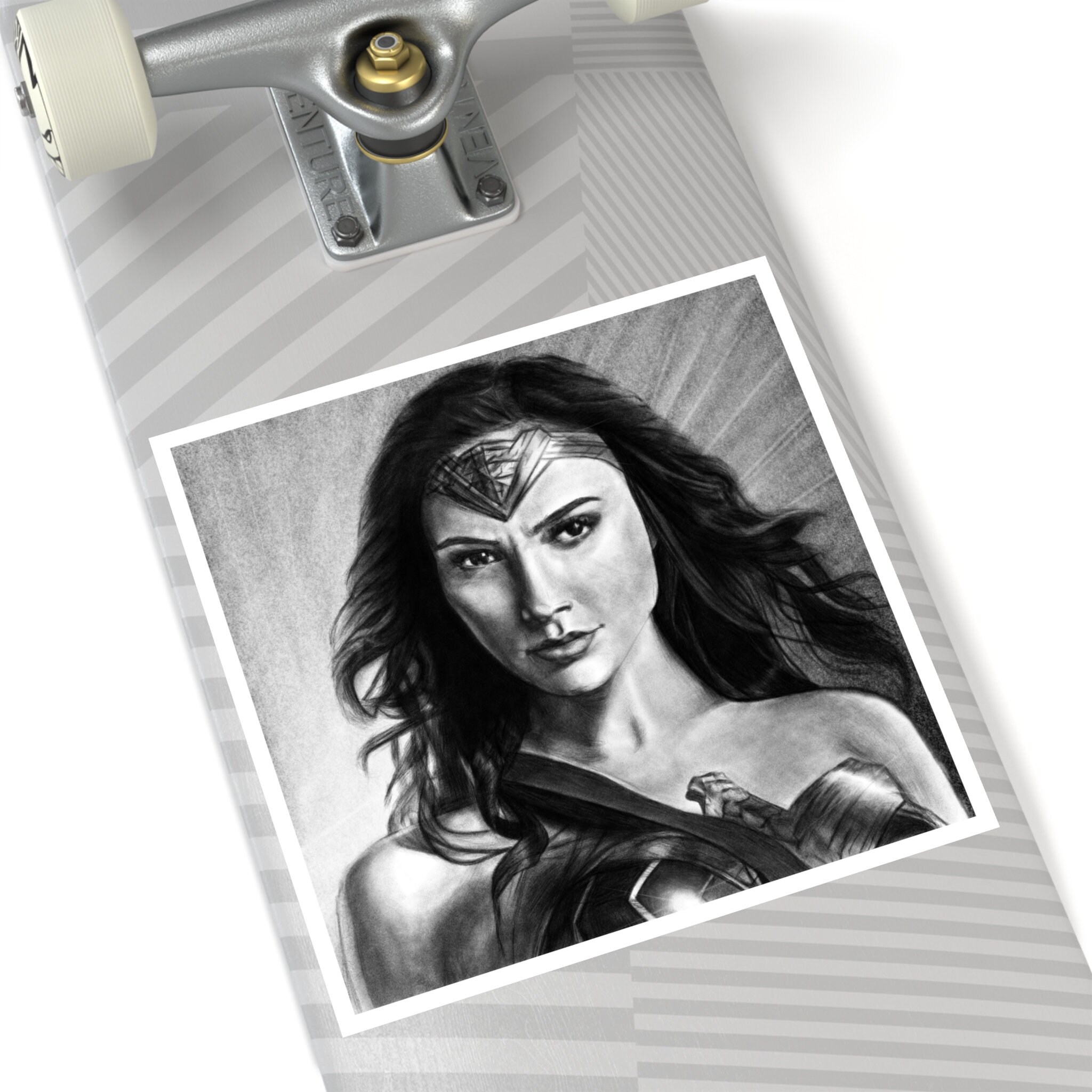 Wonder Woman Gal Gadot Pencil Drawing Square Sticker - Etsy Ireland