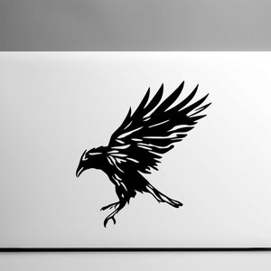 Raven Decal · Crow Vinyl Art Sticker for Laptop, Car Window, Tumbler ...