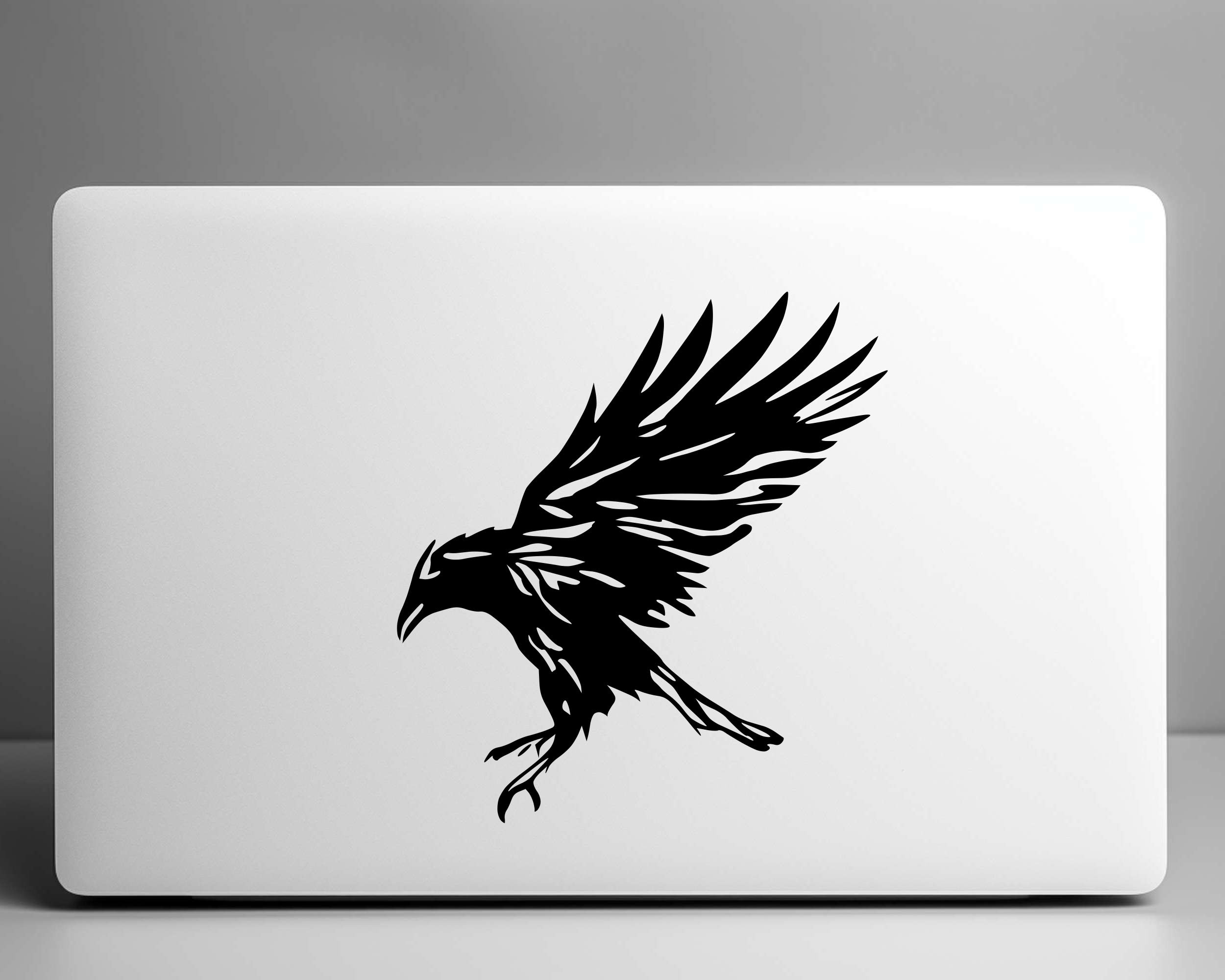 Raven Decal · Crow Vinyl Art Sticker for Laptop, Car Window, Tumbler ...
