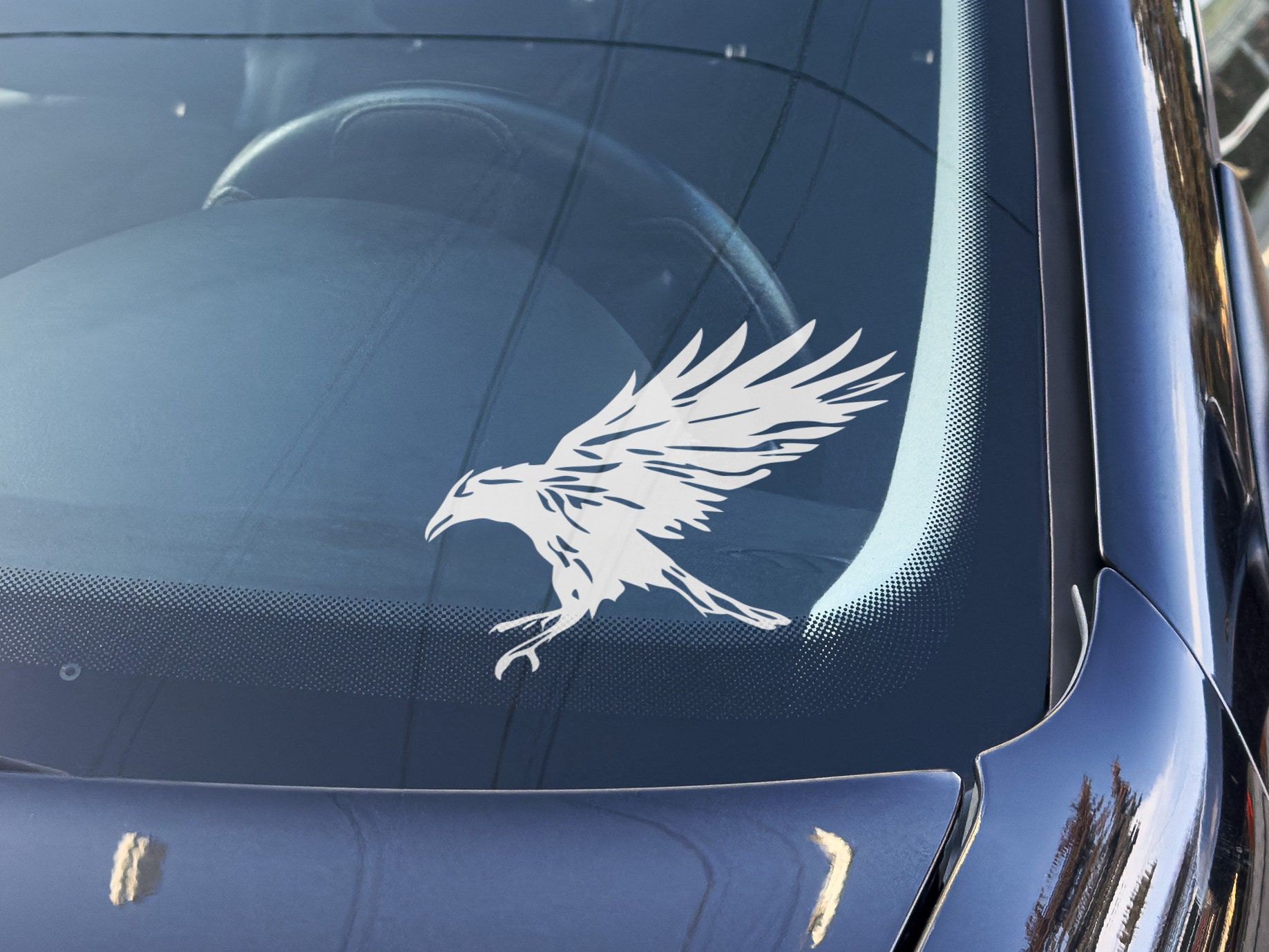 Raven Decal · Crow Vinyl Art Sticker for Laptop, Car Window, Tumbler ...