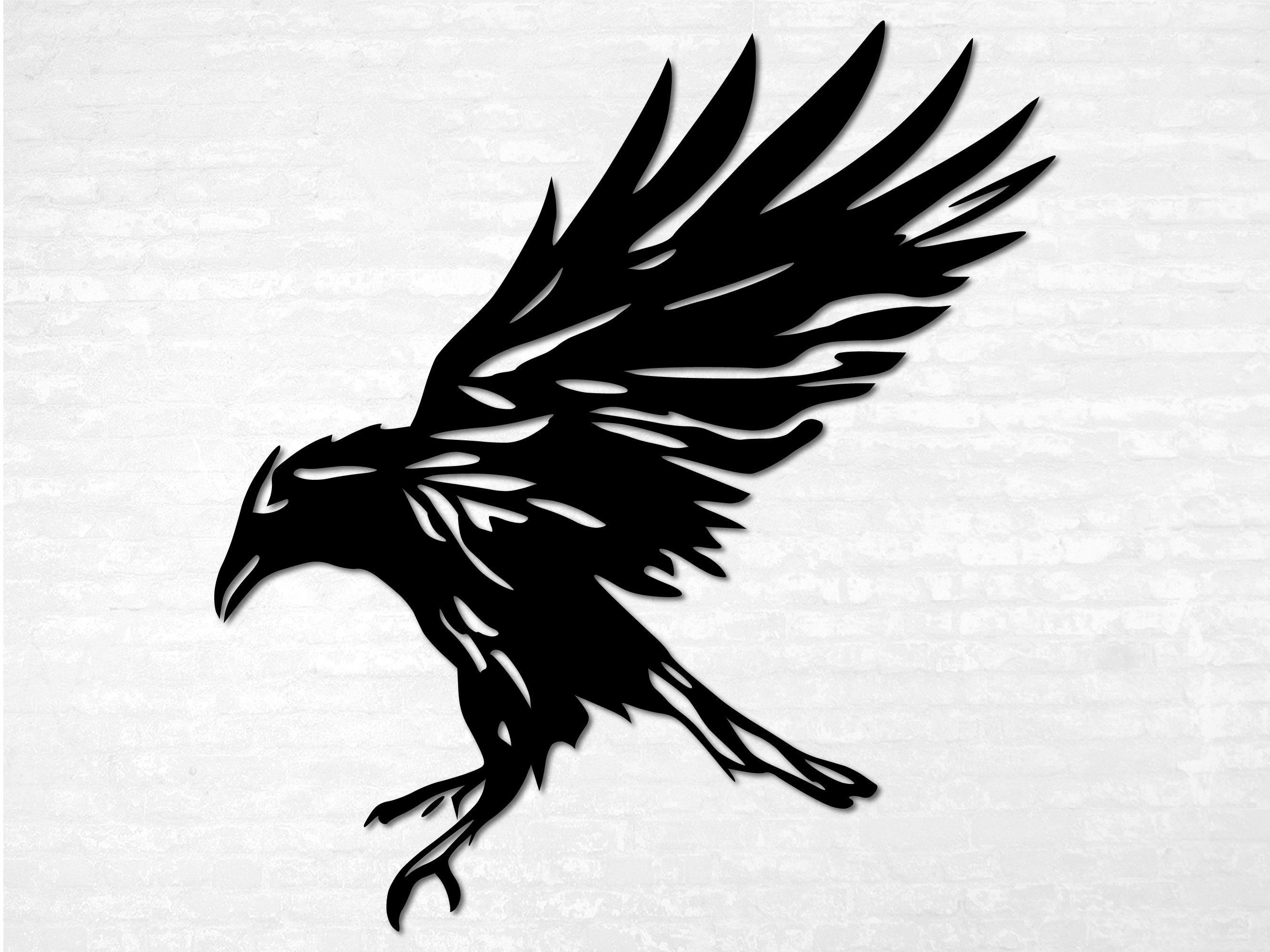Raven Decal · Crow Vinyl Art Sticker for Laptop, Car Window, Tumbler ...