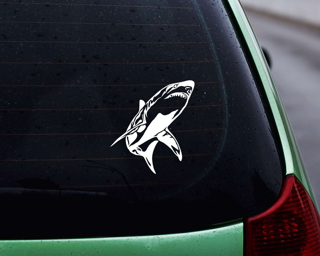 Great White Shark Decal · Unique Vinyl Art Sticker for Car, Window ...