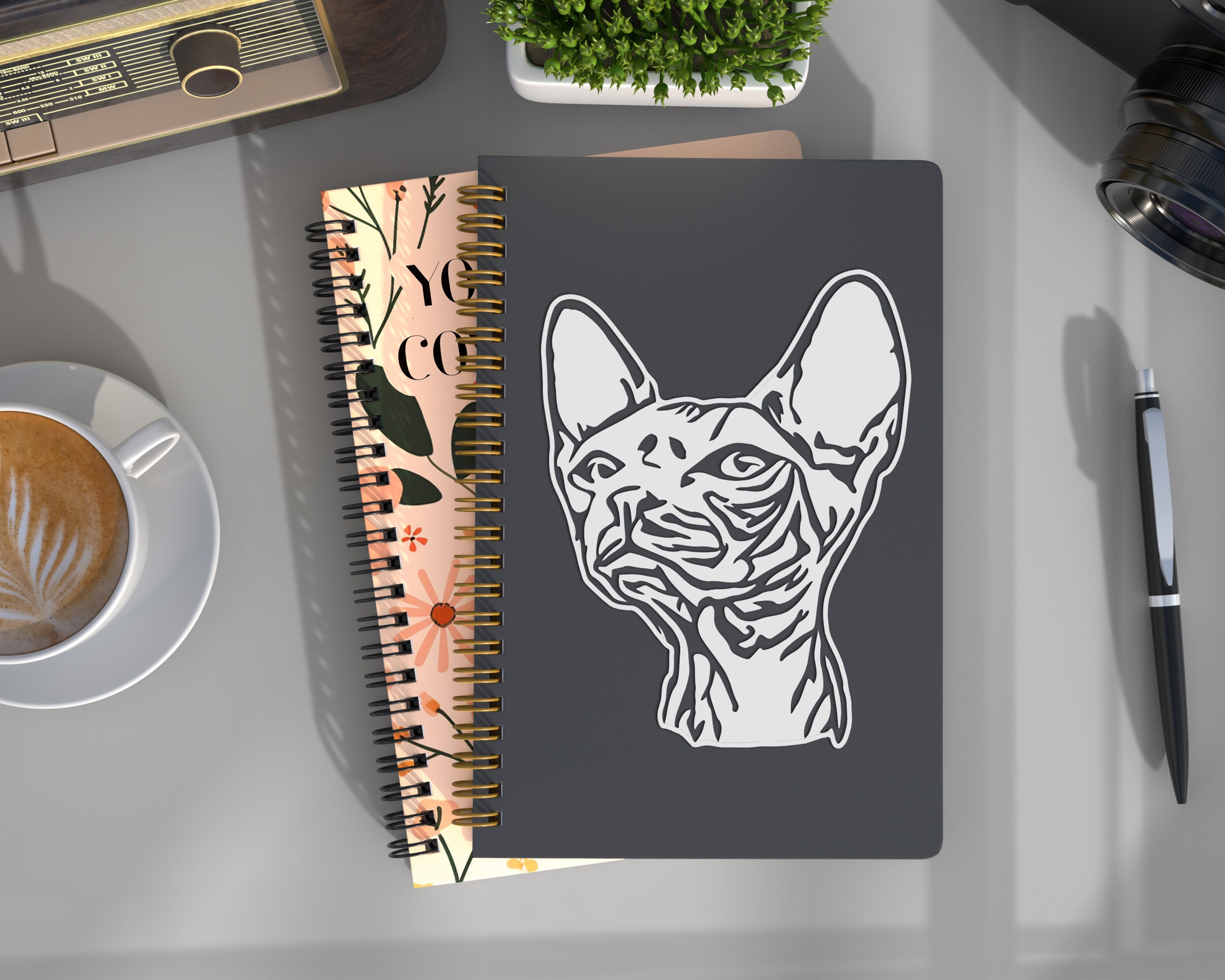 Sphynx Cat Decal Hairless Kitty Vinyl Art Sticker for Laptop, Car ...