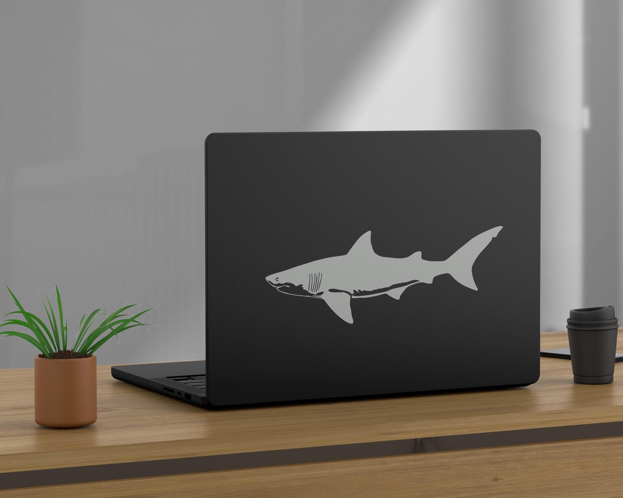 Great White Shark Decal Unique Vinyl Art Sticker for Laptop, Car Window ...