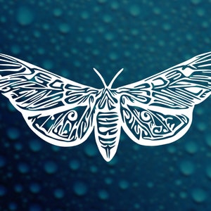 Moth Decal · Beautiful Winged Vinyl Art Sticker for Car Window, Laptop ...