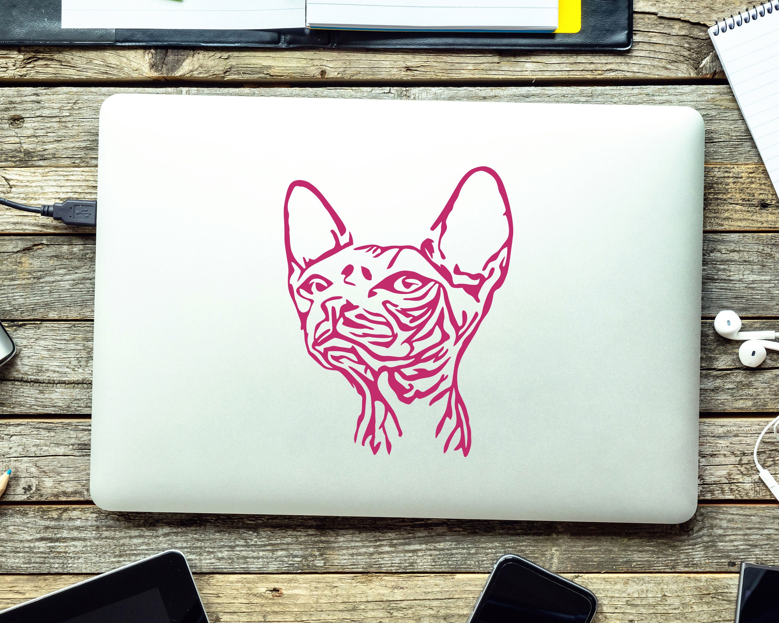 Sphynx Cat Decal · Hairless Kitty Vinyl Art Sticker for Laptop, Car ...