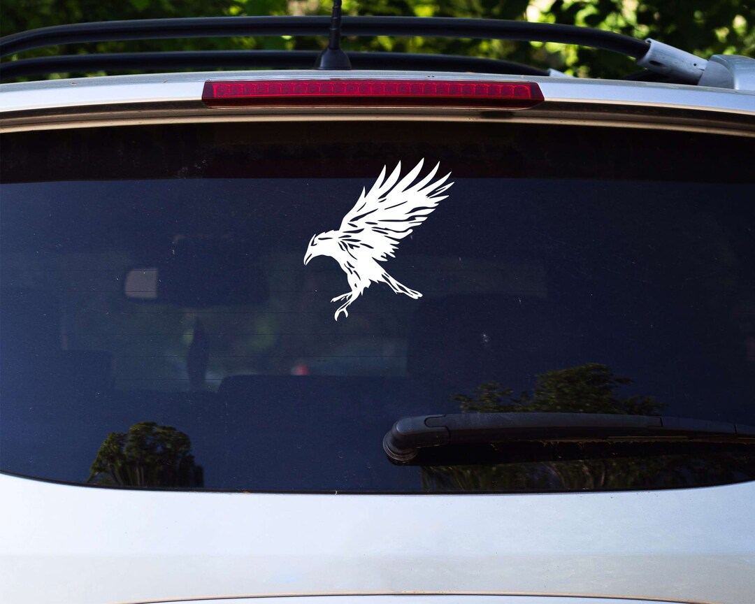 Raven Decal · Crow Vinyl Art Sticker for Car, Window, Laptop, Tumbler ...