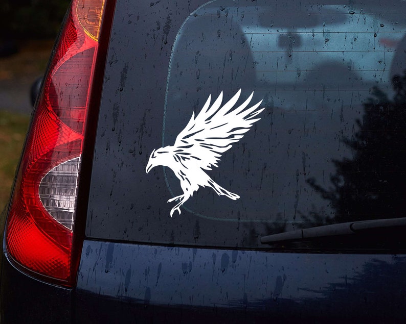 Raven Decal · Crow Vinyl Art Sticker for Laptop, Car Window, Tumbler ...