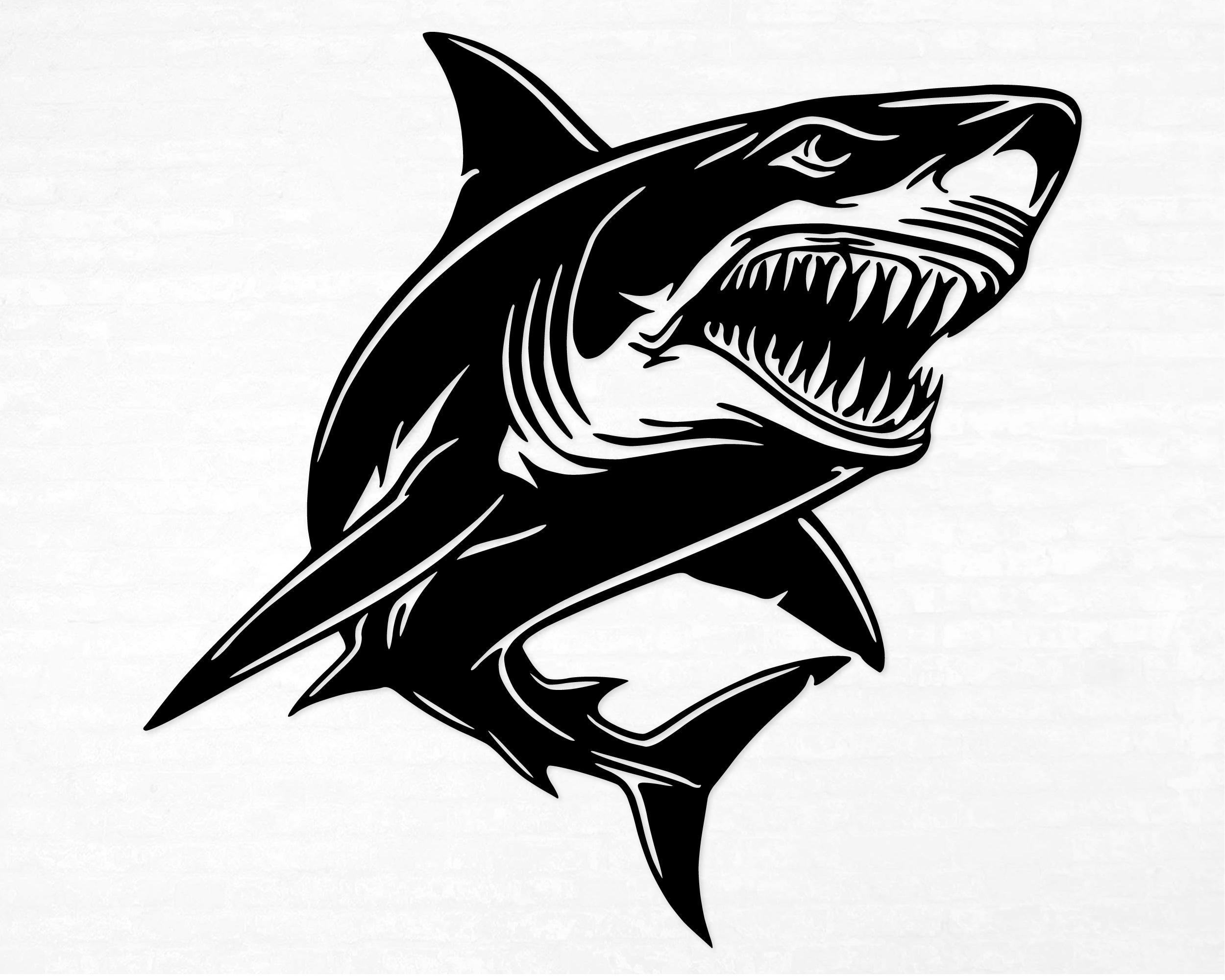 Great White Shark Decal, Unique Ocean Theme Vinyl Sticker With Shark ...