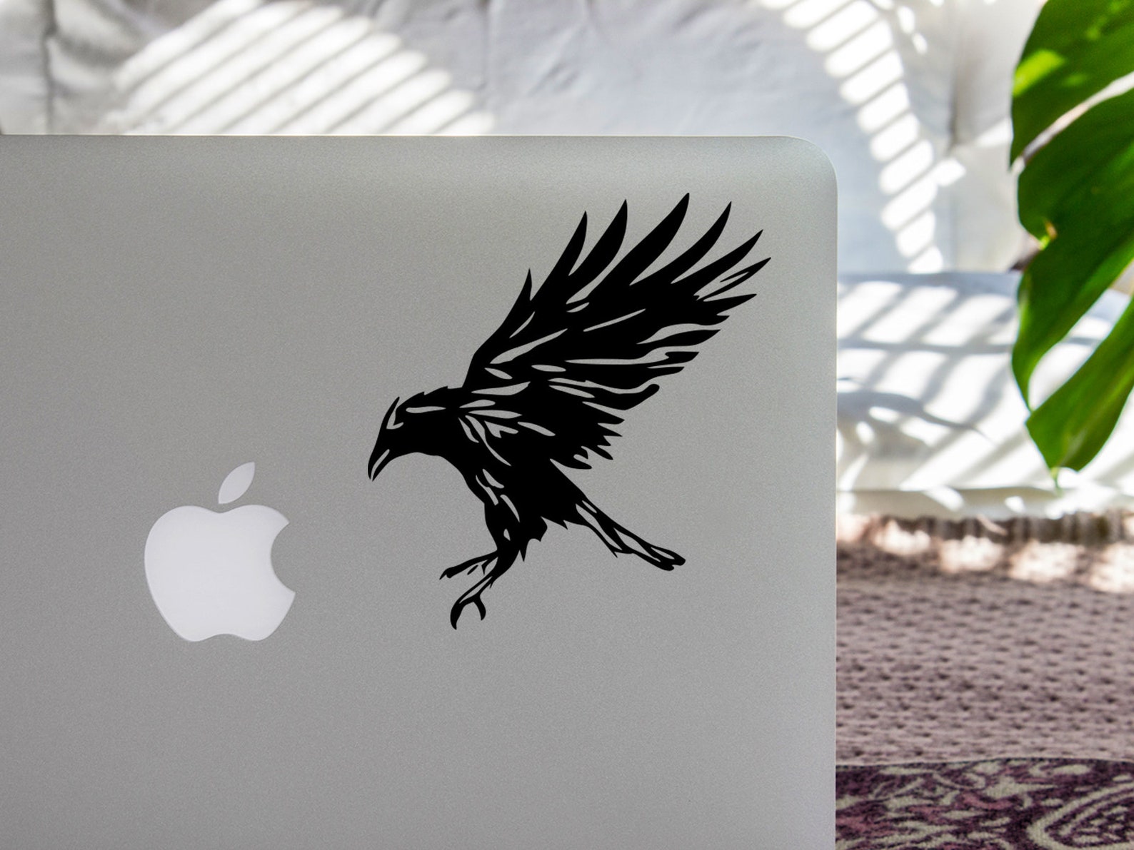 Raven Decal · Crow Vinyl Art Sticker for Laptop, Car Window, Tumbler ...
