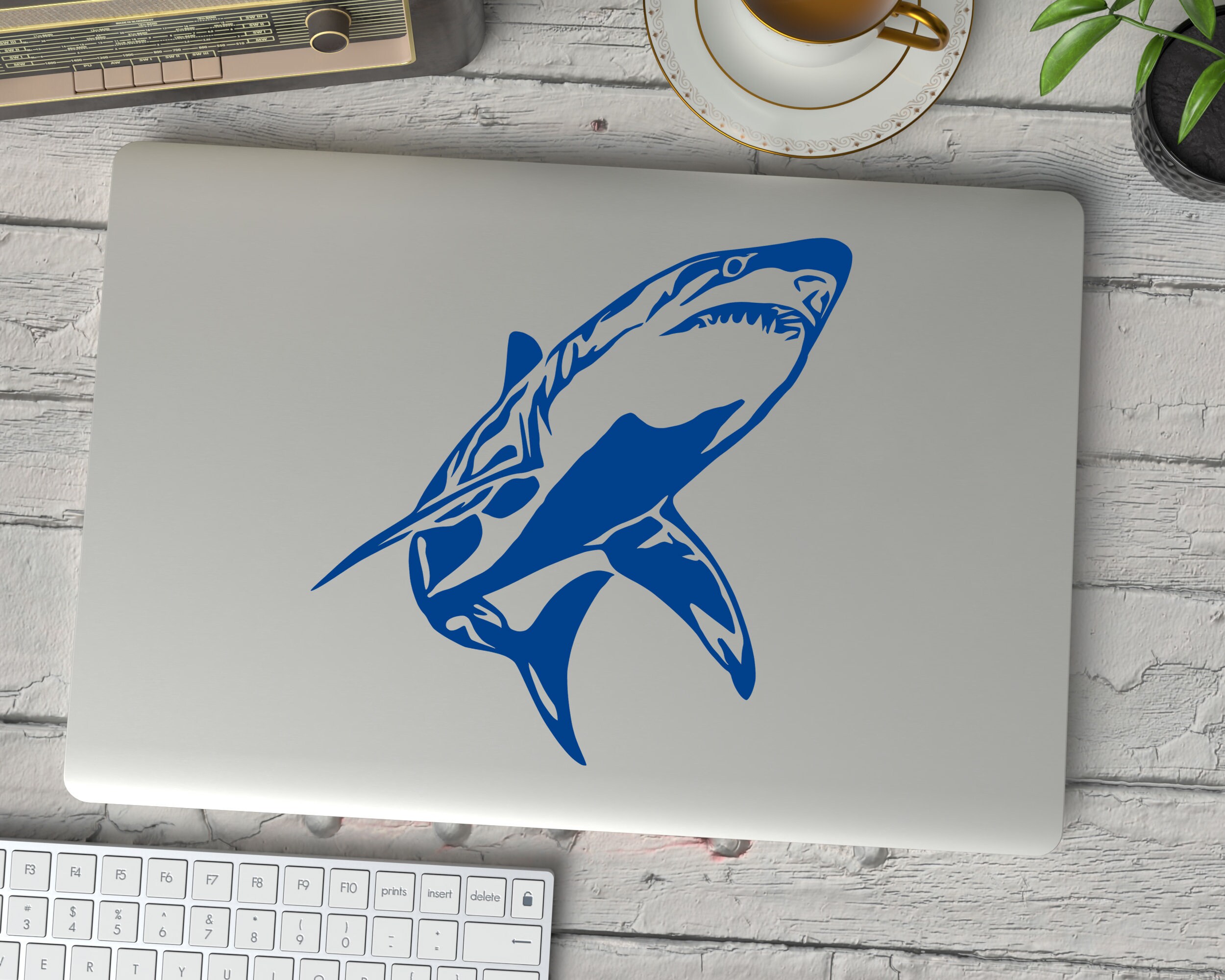 Great White Shark Decal Unique Vinyl Art Sticker for Laptop, Car Window ...