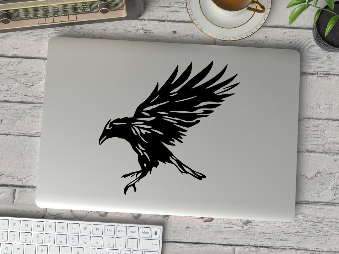 Raven Decal · Crow Vinyl Art Sticker for Laptop, Car Window, Tumbler ...