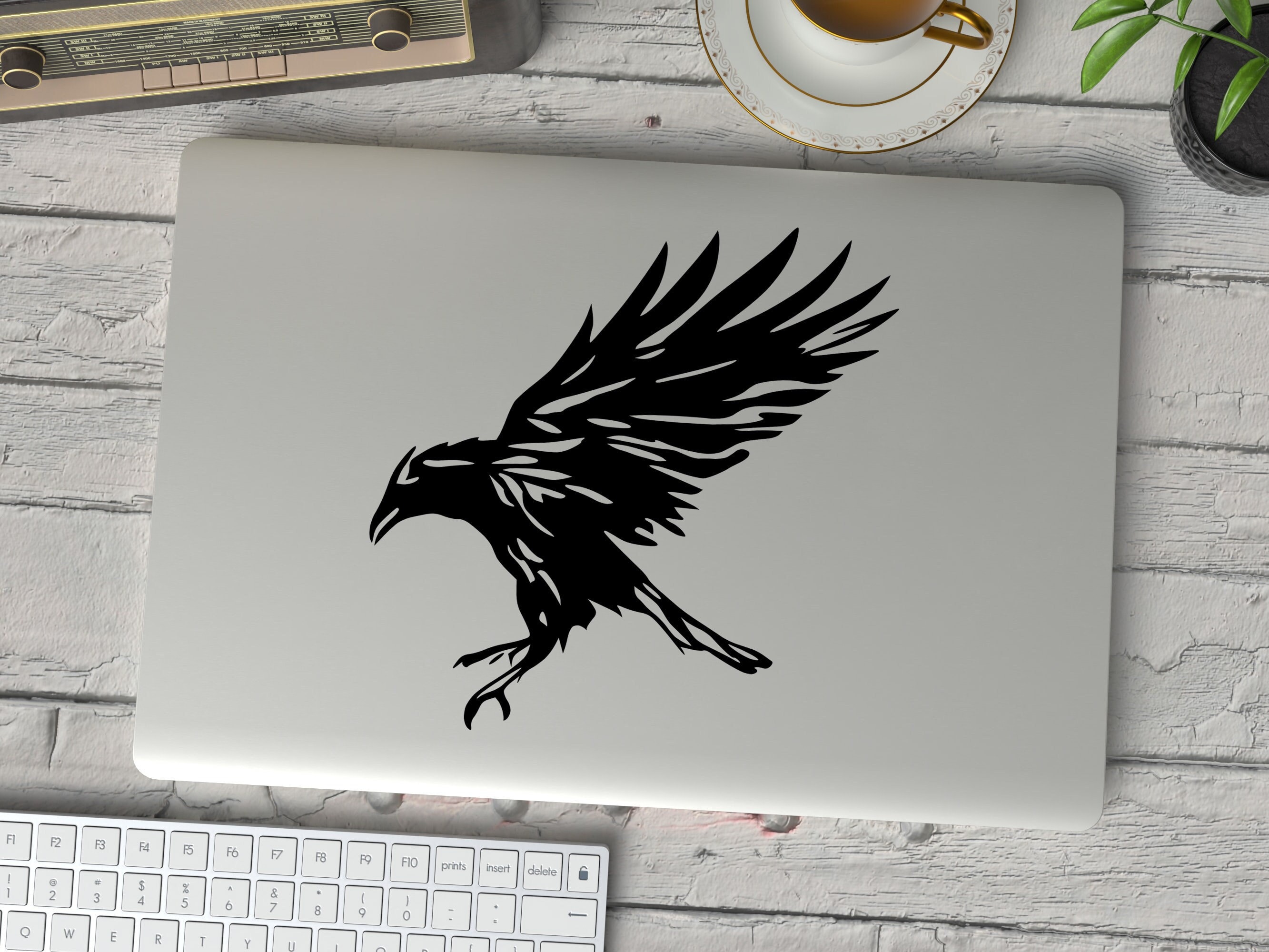 Raven Decal · Crow Vinyl Art Sticker for Laptop, Car Window, Tumbler ...