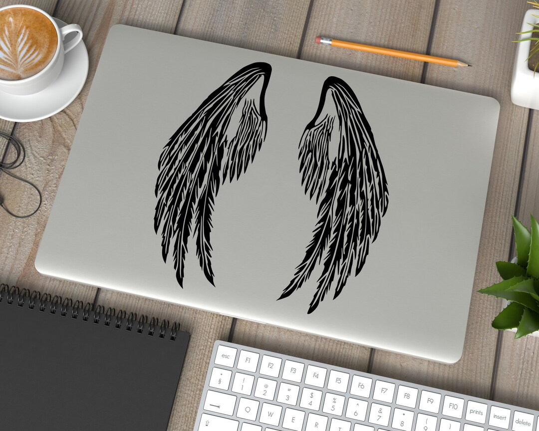 Angel Wings Decal · Unique Vinyl Art Sticker for Laptop, Car Window ...